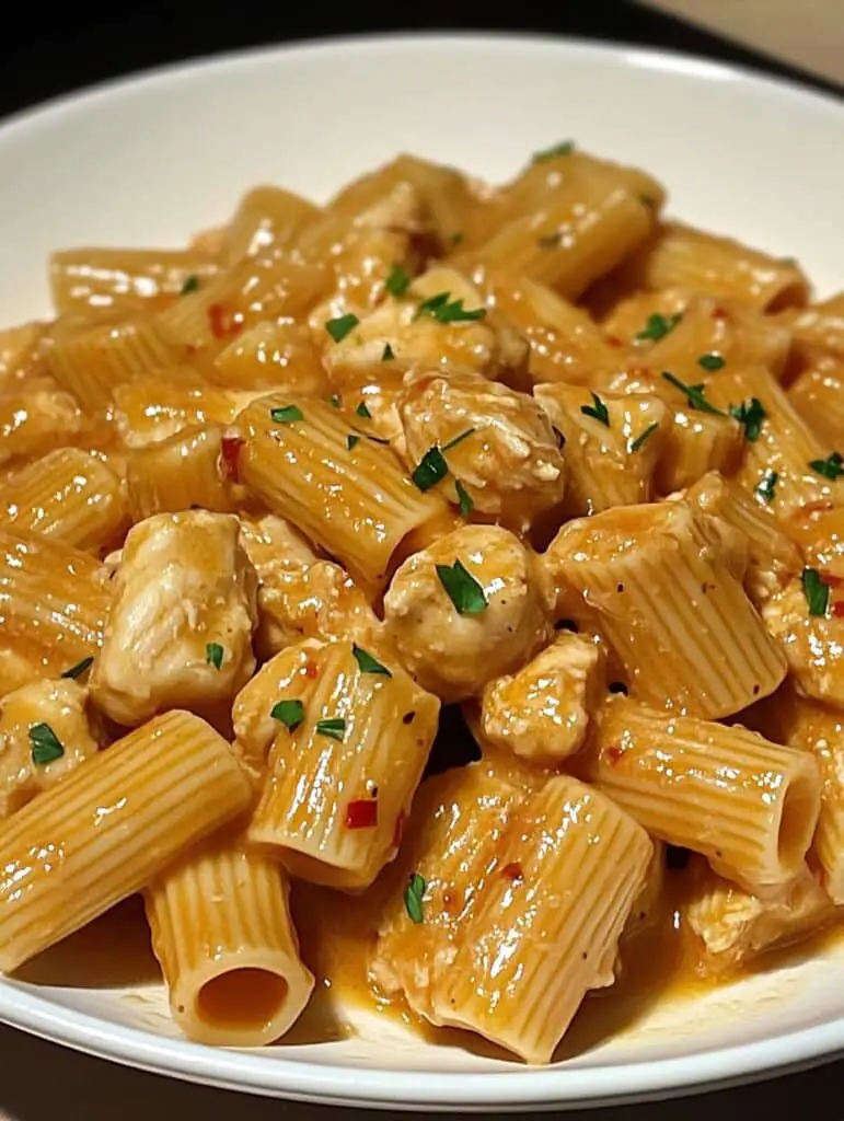 One-Pot Creamy Honey Garlic Chicken Rigatoni - Easy sweet meal