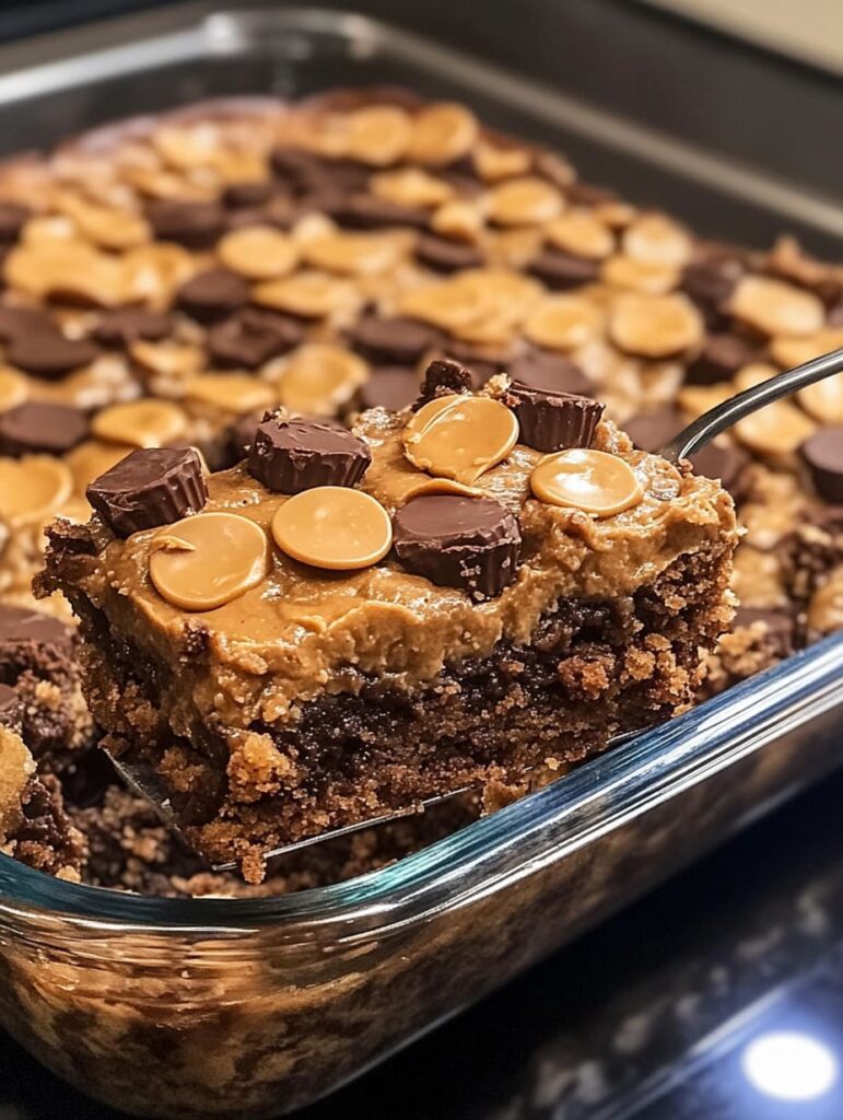 Peanut Butter Cup Dump Cake – Gooey Chocolate Dessert - Easy sweet meal