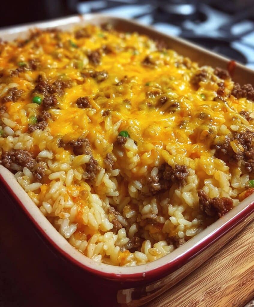 Cheesy Ground Beef Rice Casserole (Easy Dinner) - Easy sweet meal