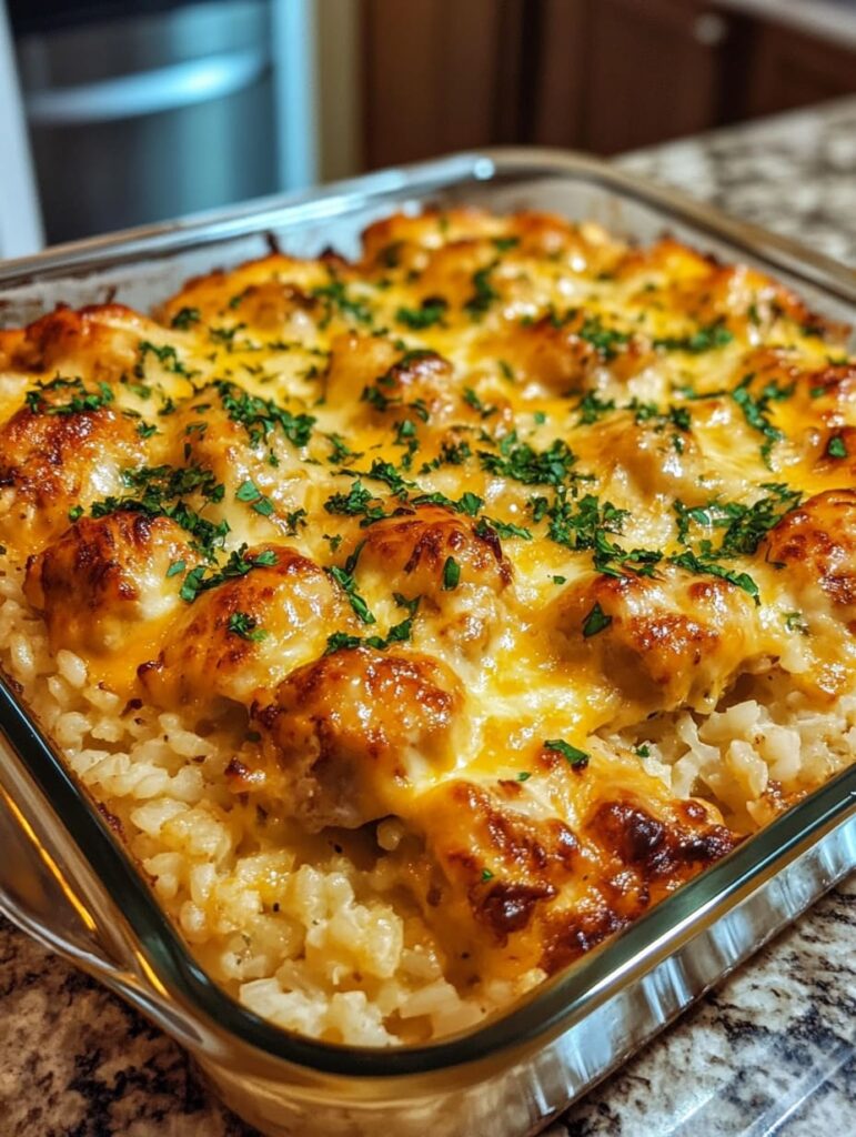 CHEESY CAJUN CHICKEN & RICE BAKE WITH GARLIC BUTTER DRIZZLE - Easy ...