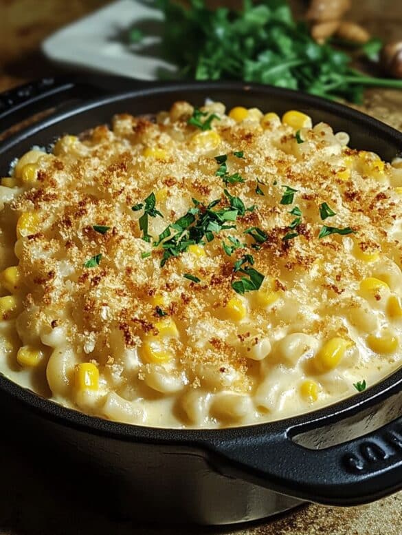 Creamy Corn and Macaroni Bake - Easy sweet meal