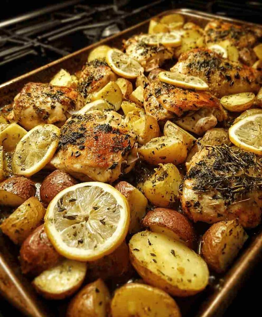 Easy Juicy Sheet Pan Lemon Herb Chicken and Potatoes - Easy sweet meal