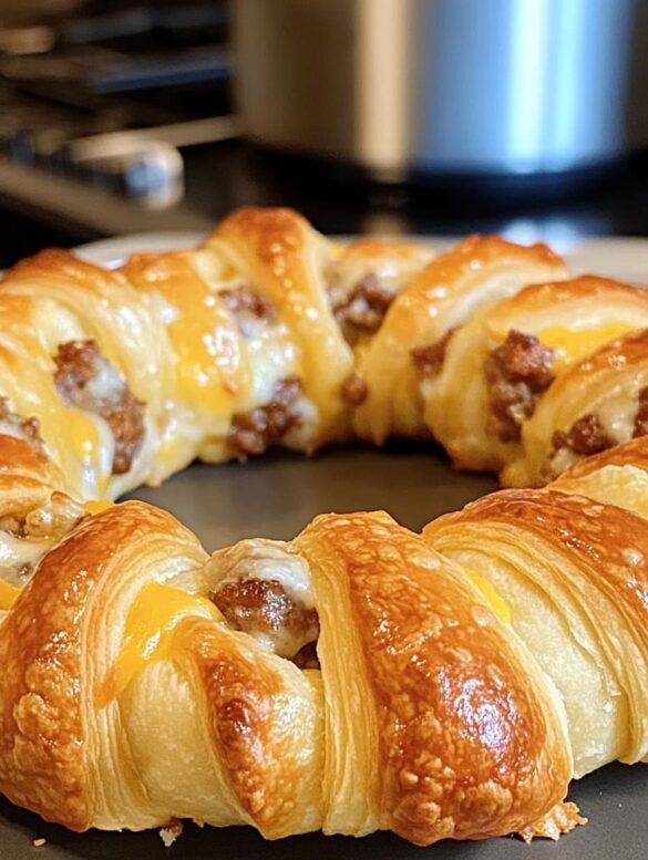 Sausage Crescent Ring with Cheese – Easy Party Appetizer - Easy sweet meal
