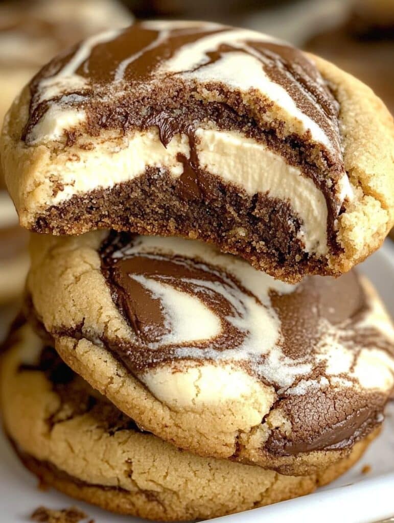 Coffee Swirled Marbled Chocolate Cream Cheese Cookies - Easy sweet meal