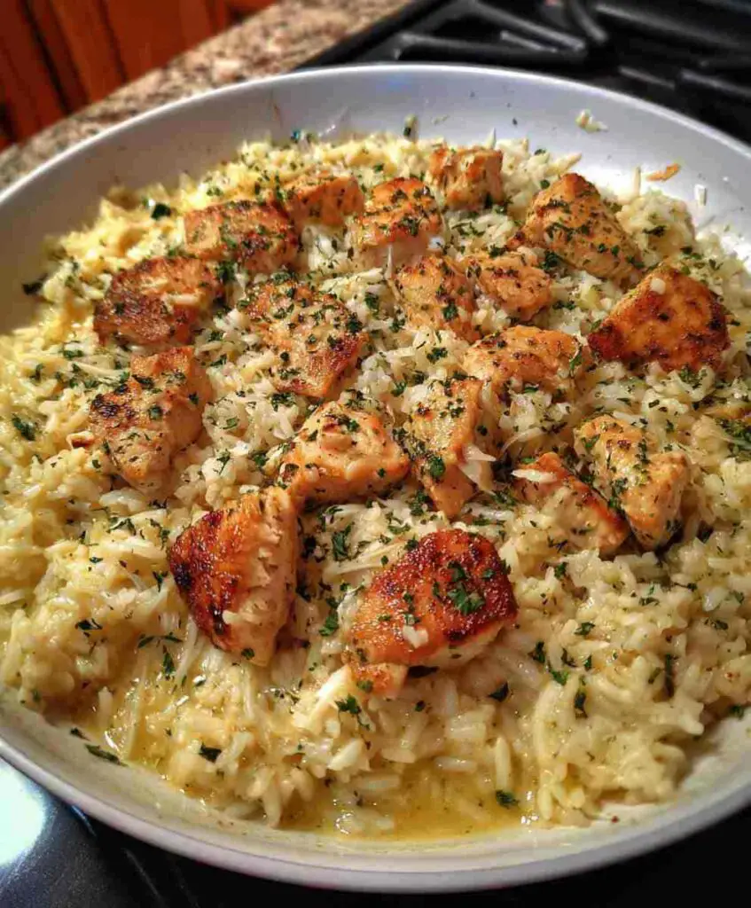 Garlic Parmesan Chicken Rice Skillet - Easy sweet meal