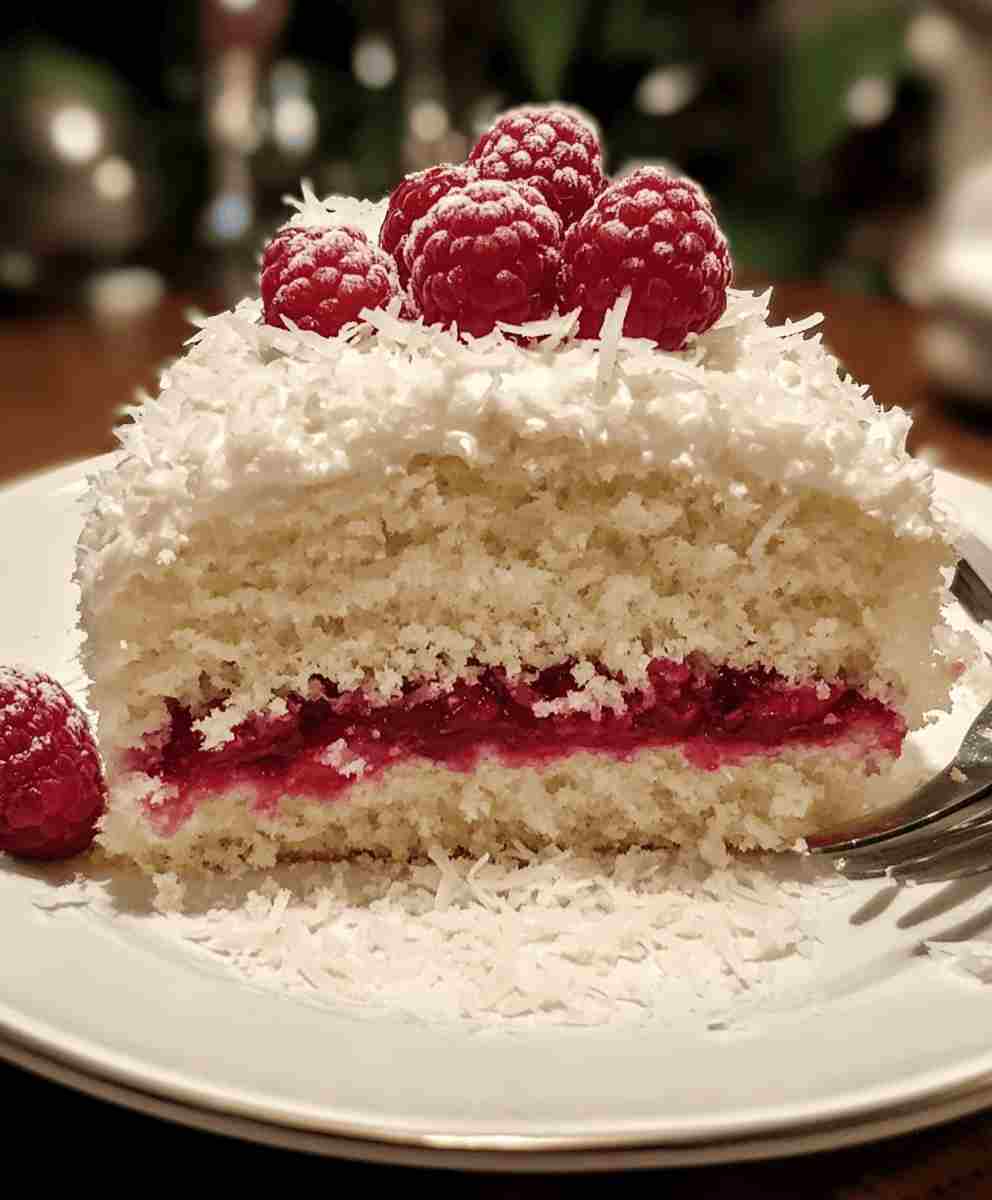 Raspberry Coconut Snowball Cake - Easy sweet meal